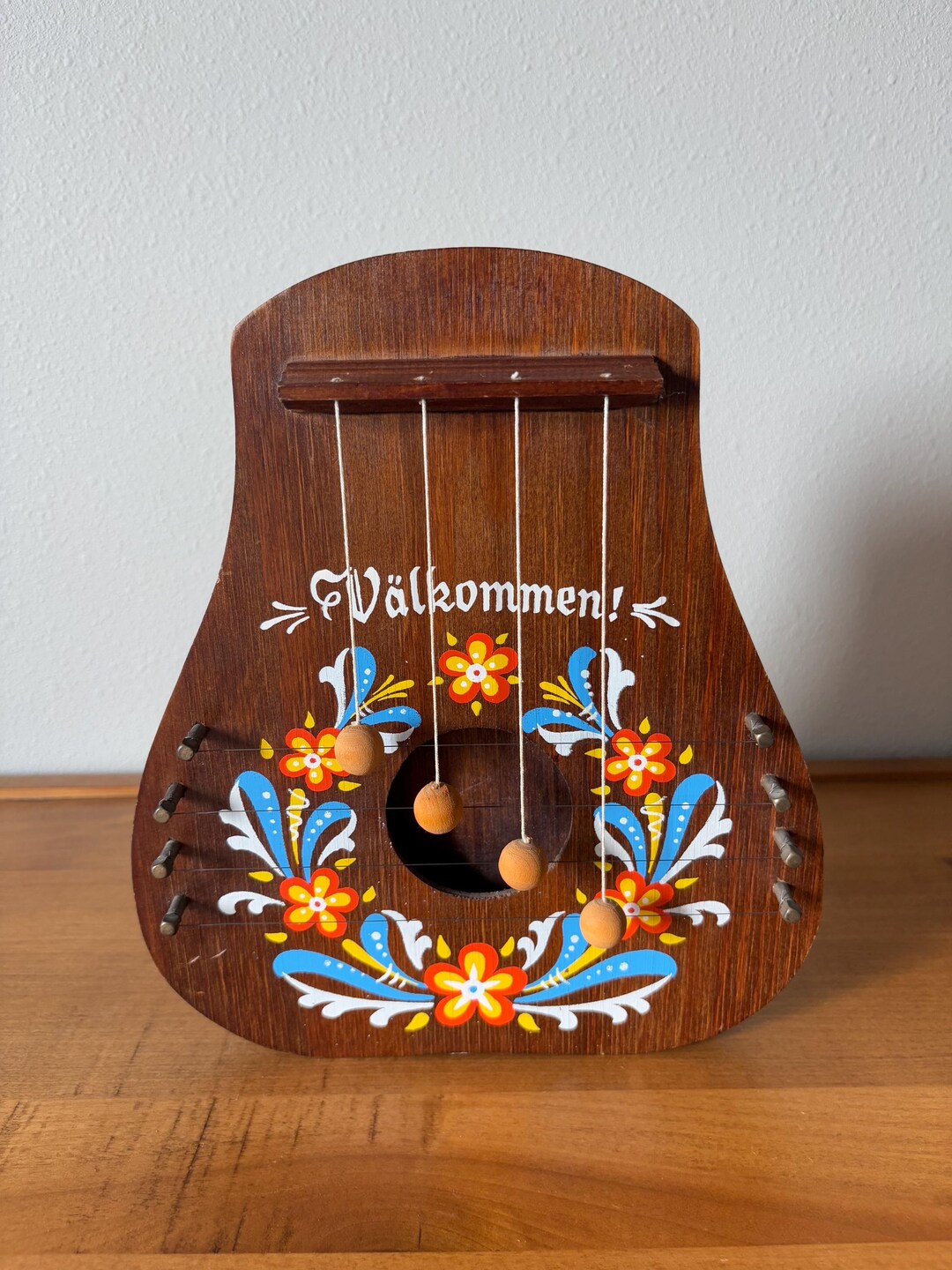 Swedish Door Harp Vintage Welcome Scandinavian Wood Door Chime Floral ...