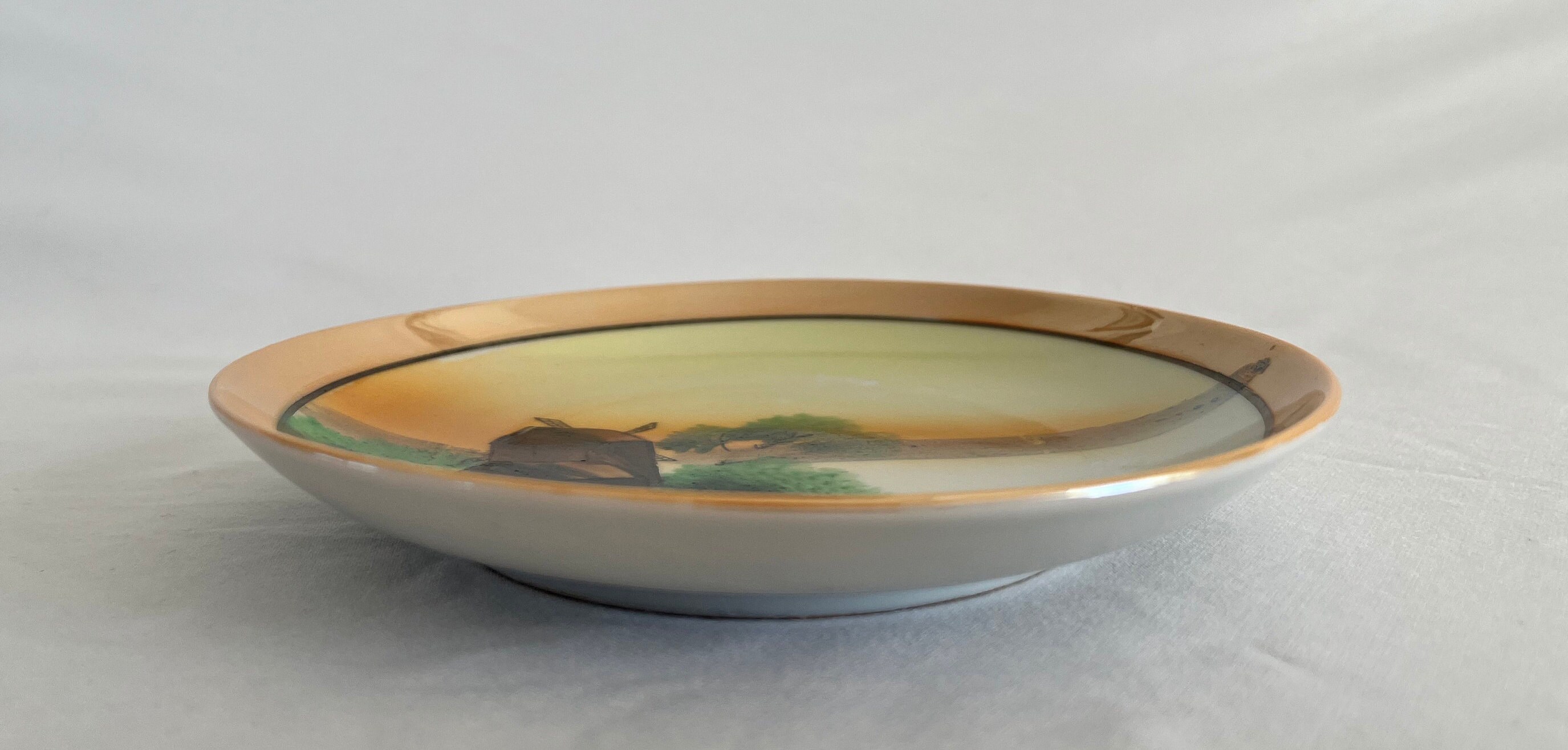 Vintage 1970s Hand Painted Japanese Serving Plate 6" Scenic Artistic ...