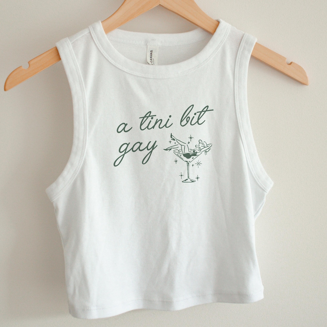 A Tini Bit Gay Crop Tank Y2K Pride Baby Tee Femboy Clothing 90s Crop ...