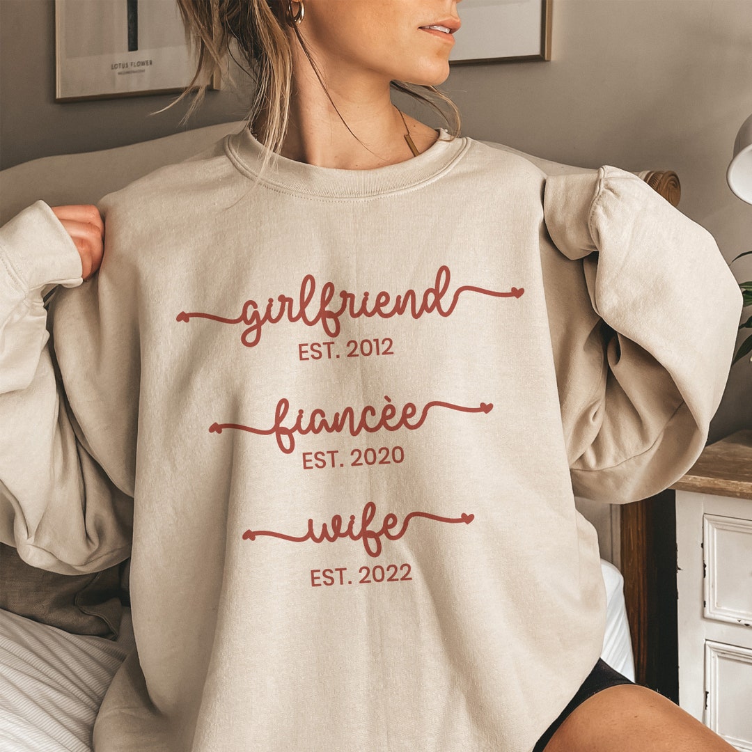 Personalized Wifey Sweatshirt, Women Girlfriend Fiancee Wife Sweatshirt ...