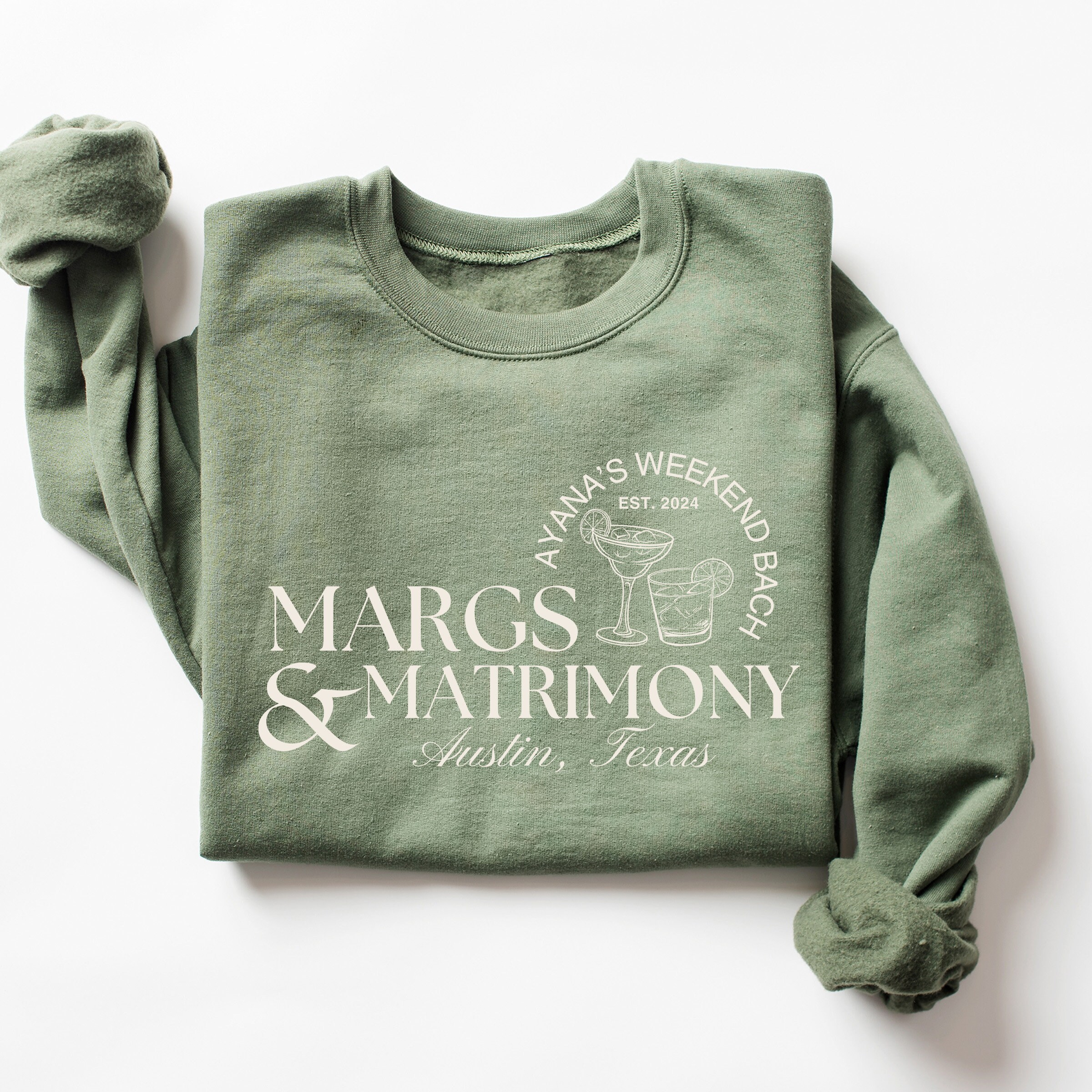 Margs and Matrimony Bachelorette Party Sweatshirt Custom Location ...