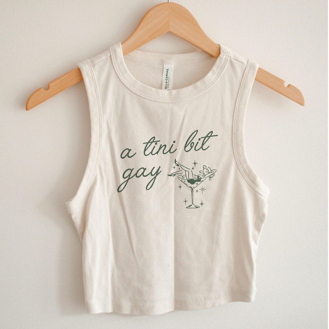 Y2K Pride Crop Tank: "a Tini Bit Gay" Retro Baby Tee - Etsy