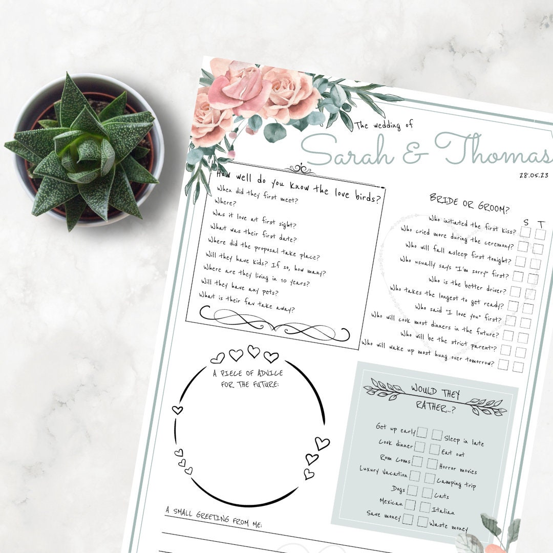Editable Wedding Engagement Party Games Personalized Guessing Game ...