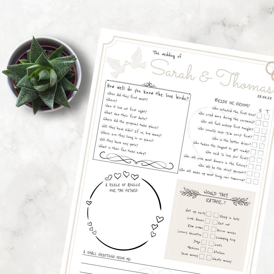 Editable Wedding Engagement Party Games Personalized Guessing Game ...