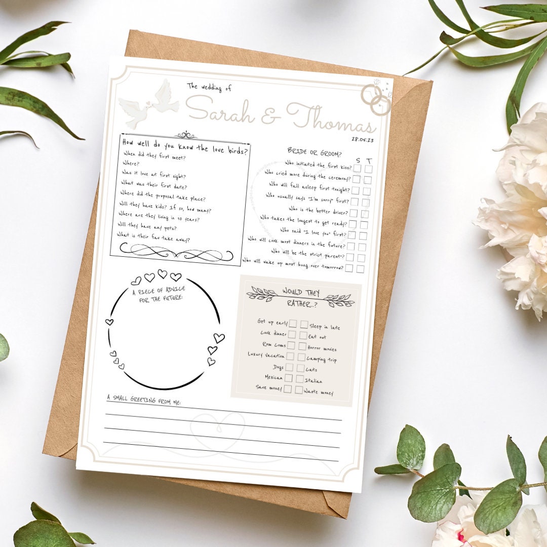 Editable Wedding Engagement Party Games Personalized Guessing Game ...