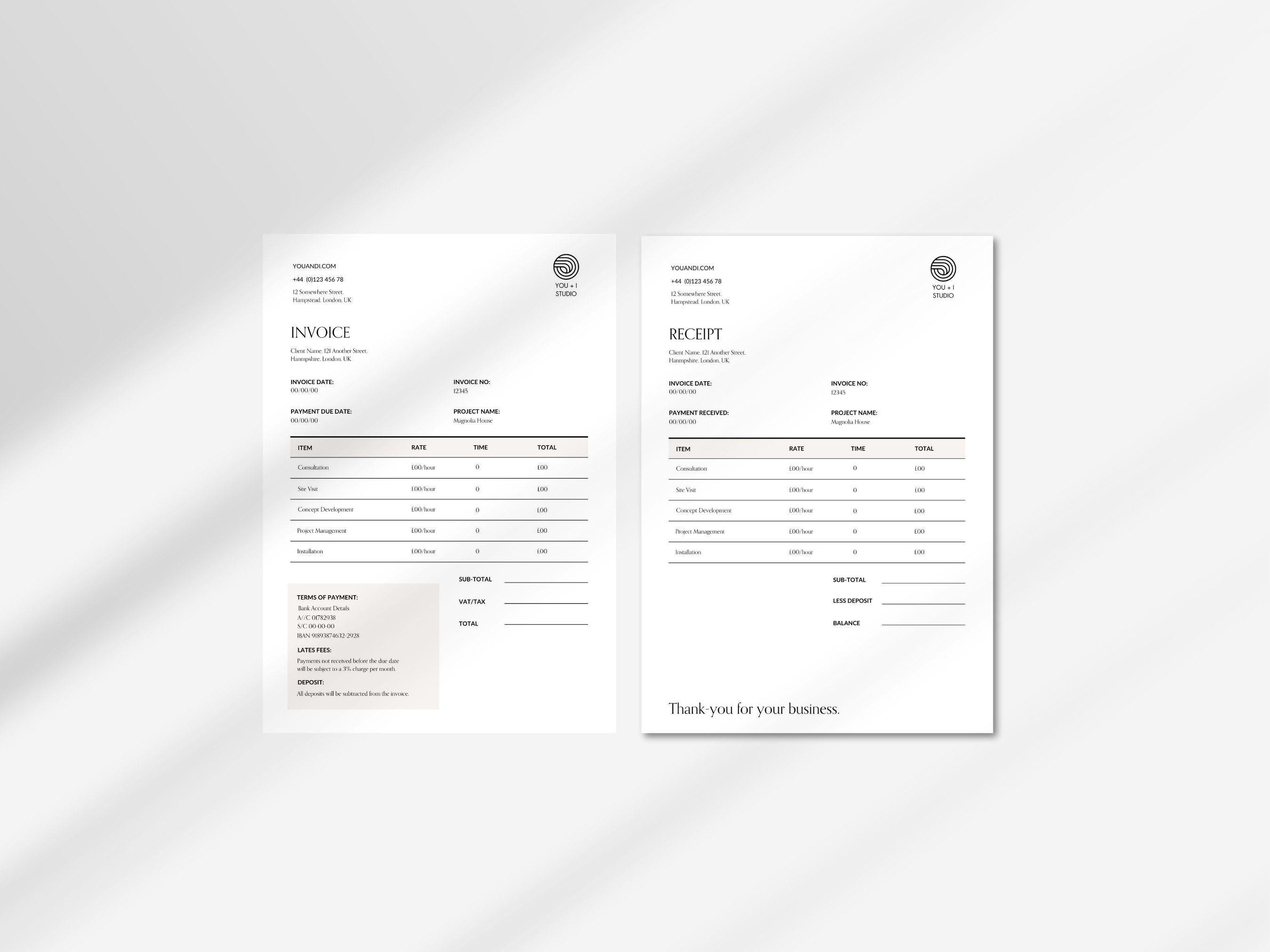 Invoice and Receipt Template | Interior Design Tool | Business ...
