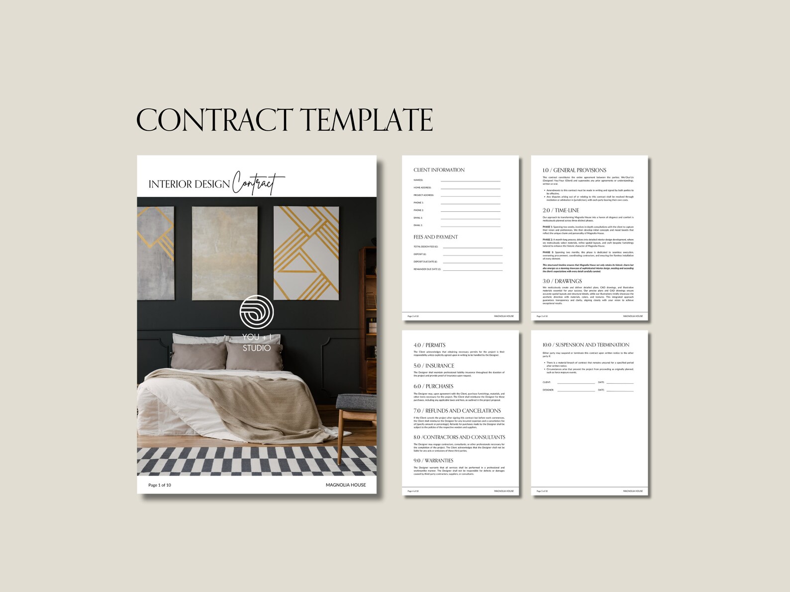 CANVA Interior Design Contract Template Interior Design 2-part Contract Contract and Scope of ...