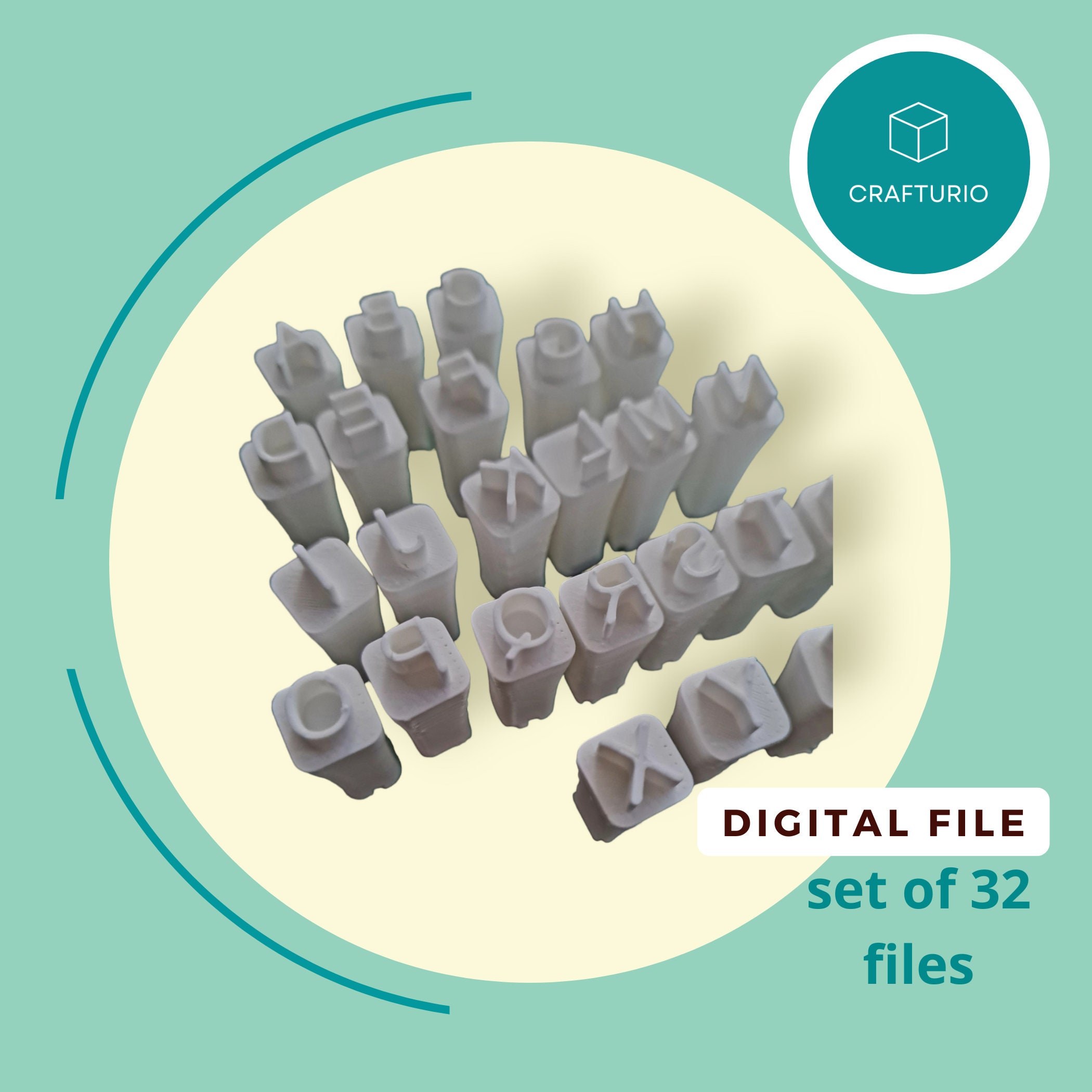 Alphabet Set - 3d Models, Stl File of 32 Pices, Stamps for Pottery ...