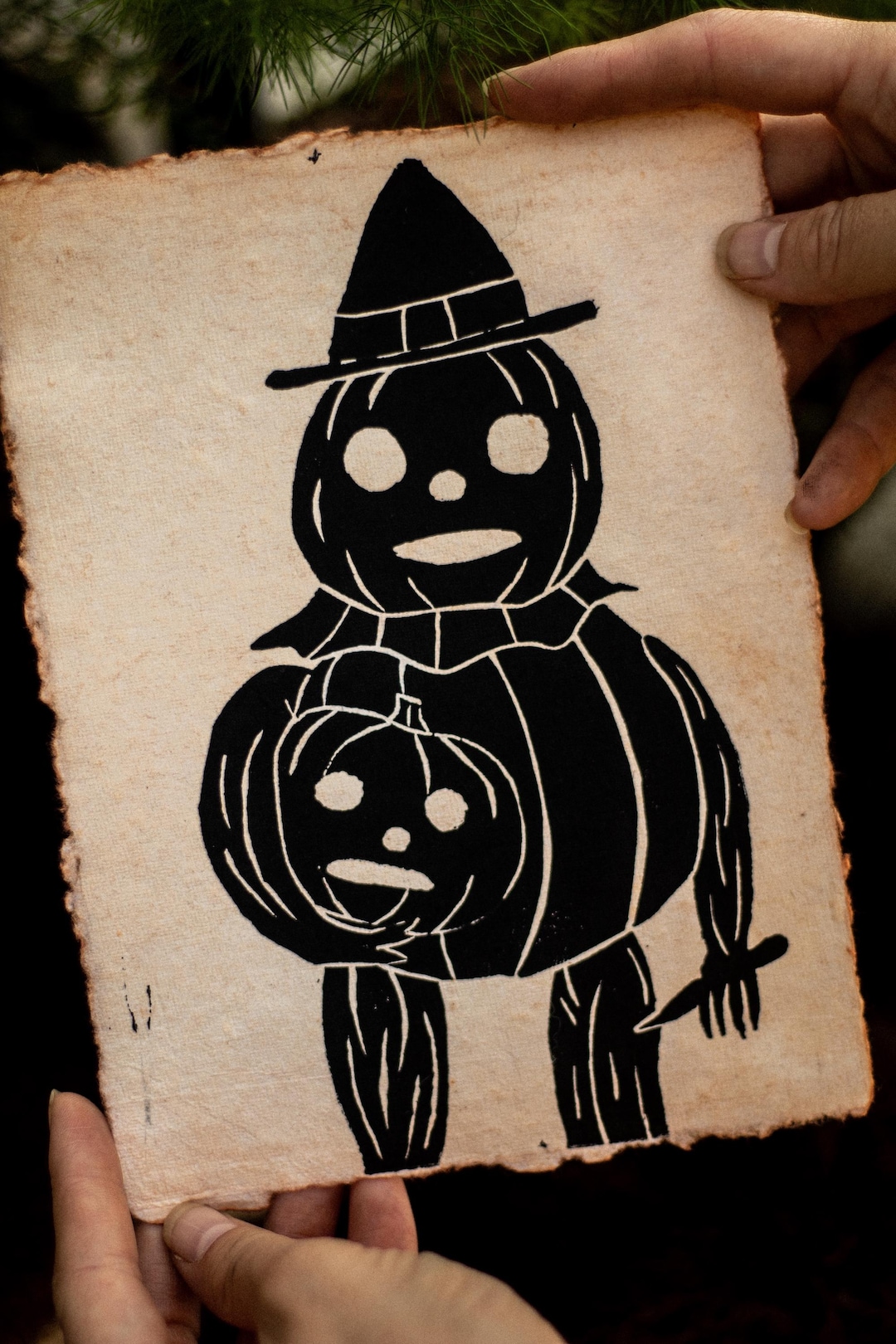 Pumpkin Man (OTGW Inspired) - Blockprint - Etsy