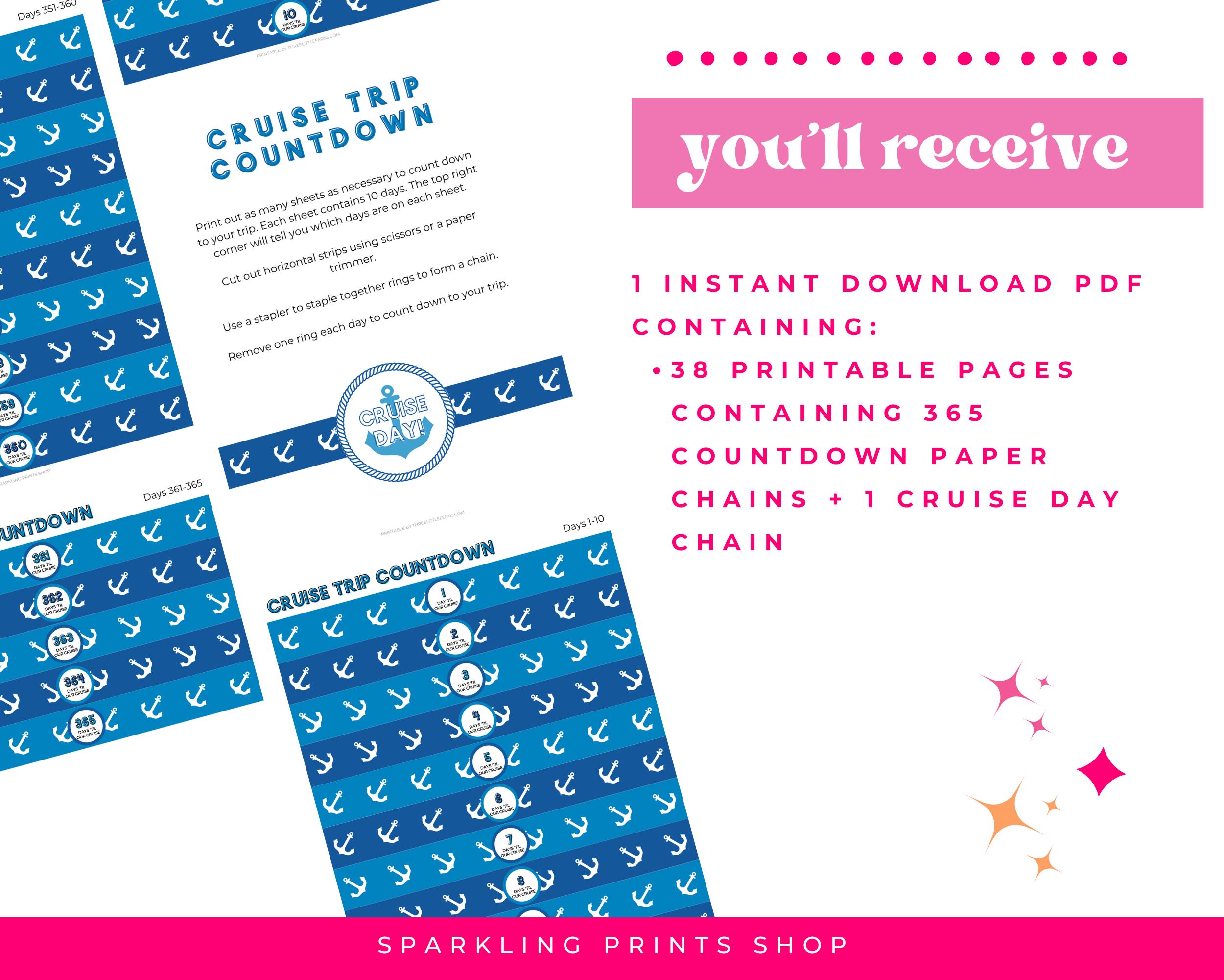 Cruise Countdown Paper Chain Printable | DIY Vacation Countdown | 365 ...