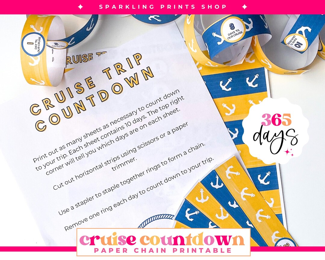 Cruise Countdown Paper Chain Printable | DIY Vacation Countdown | 365 ...