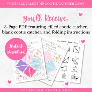 Printable Valentine Cootie Catcher Joke Teller Game Instant Download ...
