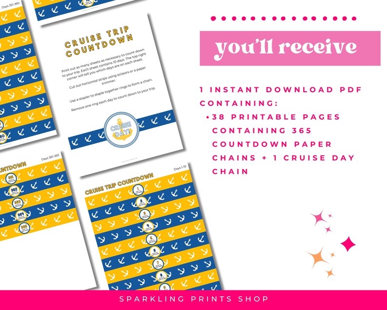 Cruise Countdown Paper Chain Printable | DIY Vacation Countdown | 365 ...