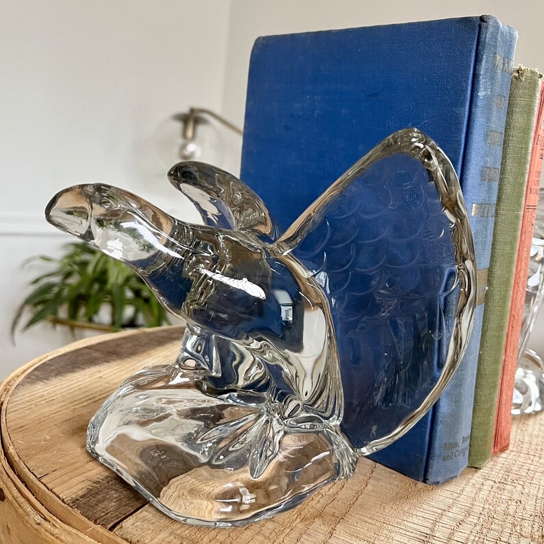 Vintage Glass Eagle Bookends, Office Library Decor - Etsy