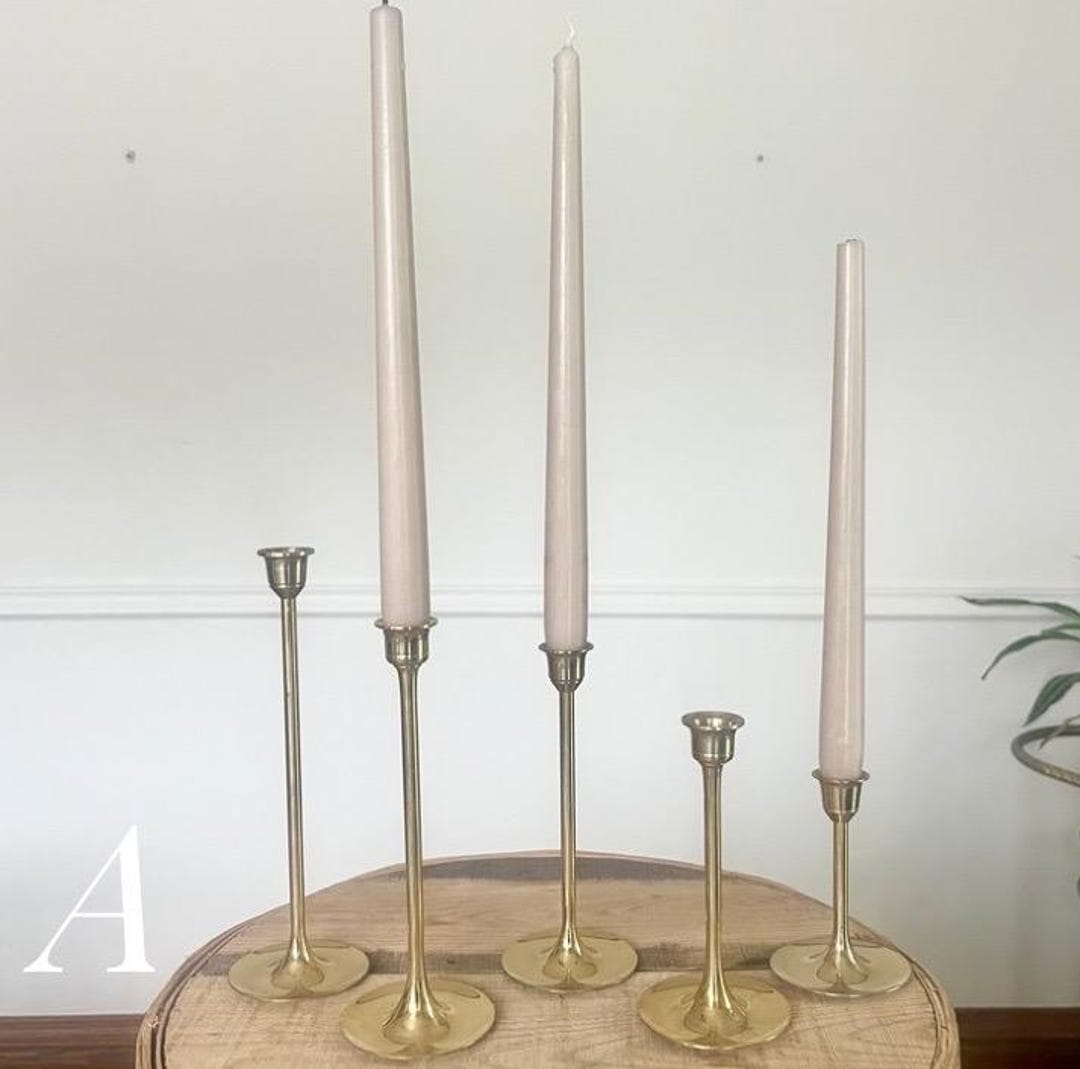 Skinny Vintage Brass Candlesticks, Antique Candle Sticks, Modern ...