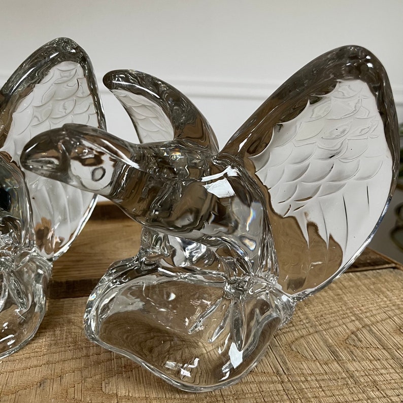 Vintage Glass Eagle Bookends, Office Library Decor - Etsy