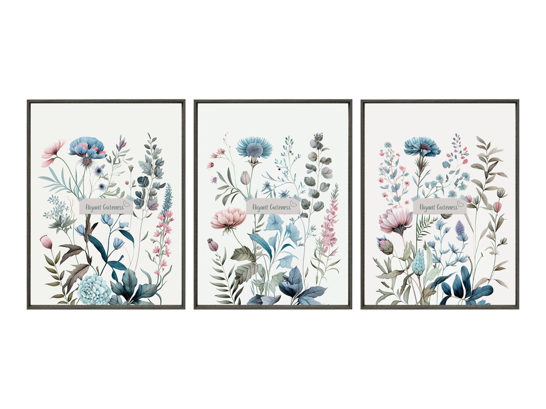 Wild Plant Art Digital Blue Flower Home Decorbotanical - Etsy