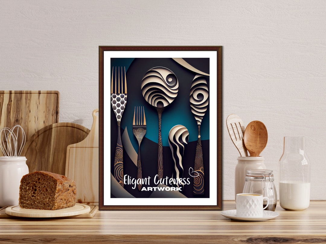 Cutlery Digital AI Art Cutlery Design Set Art Abstract Cutlery Art Wall ...