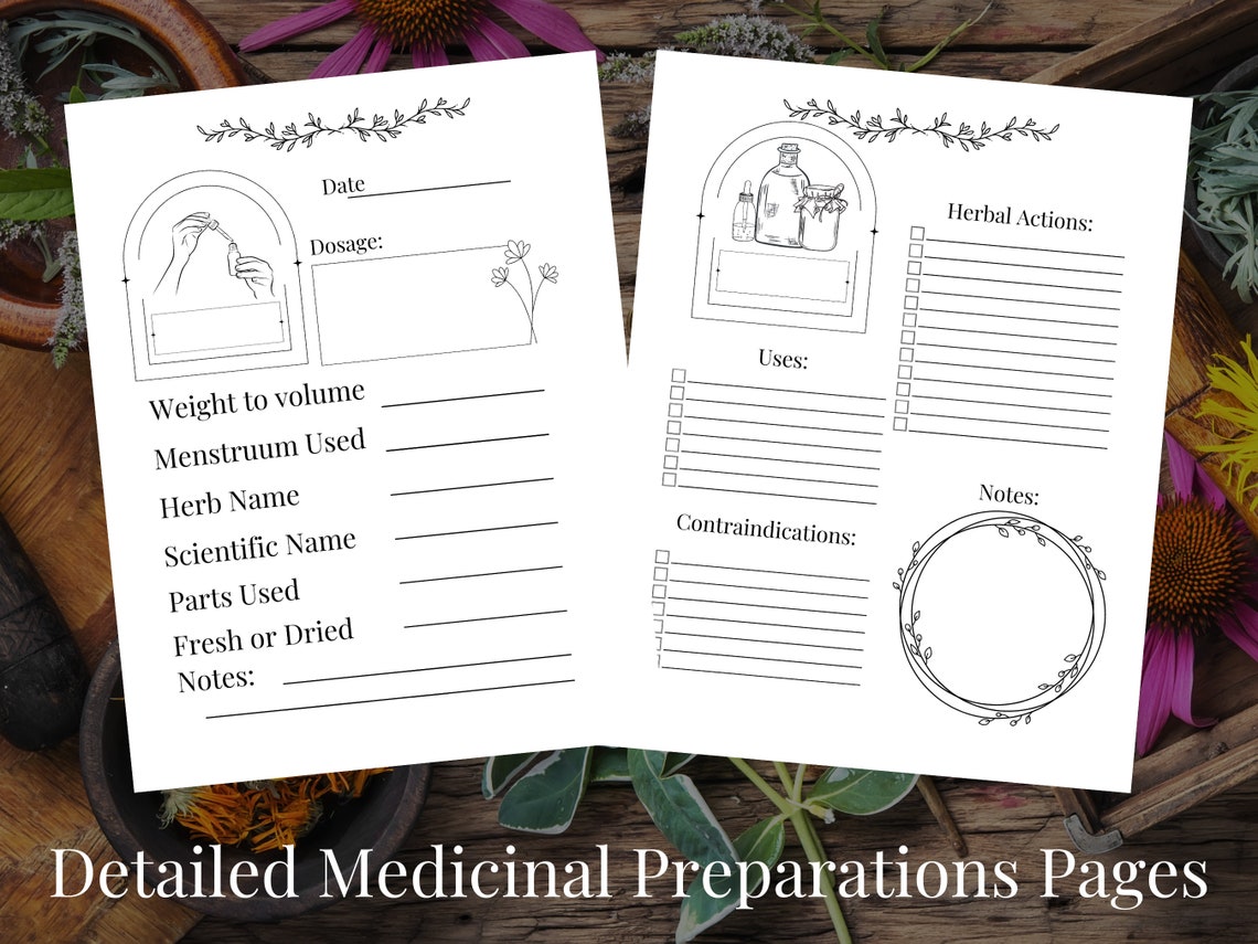 Herbal Apothecary Worksheets , Herbal Preparations, Materia Medica ...