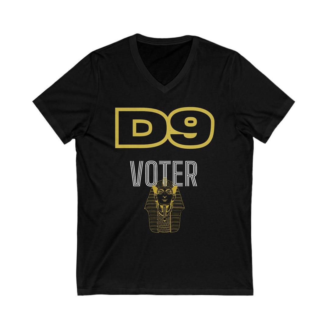 Premium Alpha Black and Gold Lettered D9 Voter Unisex Jersey Short ...