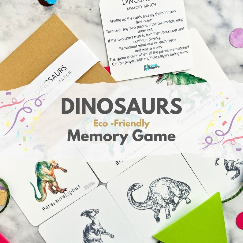 Set of 5 Dinosaur Memory Game Eco-friendly Favor, Party Bag Filler ...