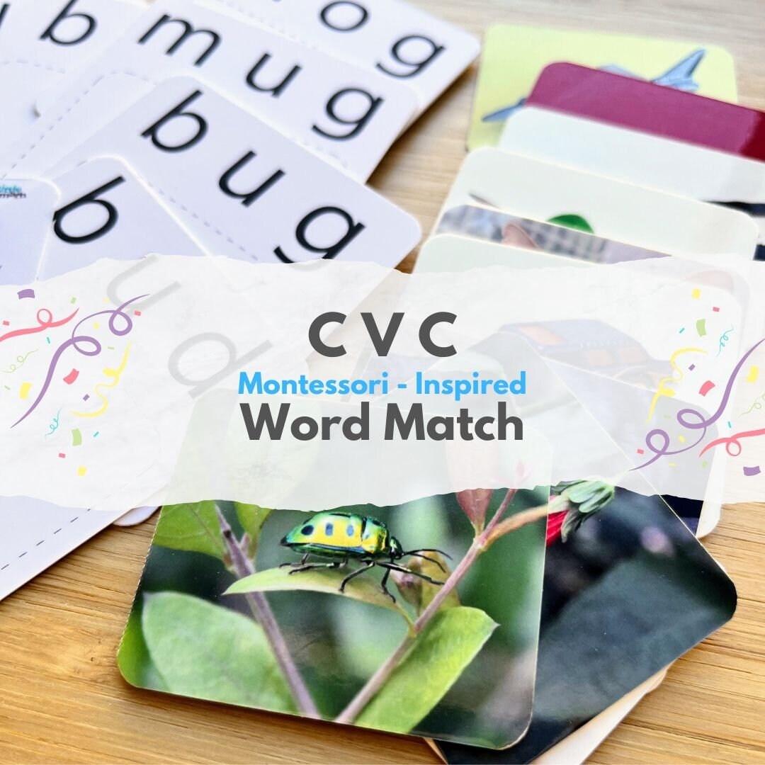 CVC Word Match Game - Montessori-inspired, Real Images, Kindergarten ...