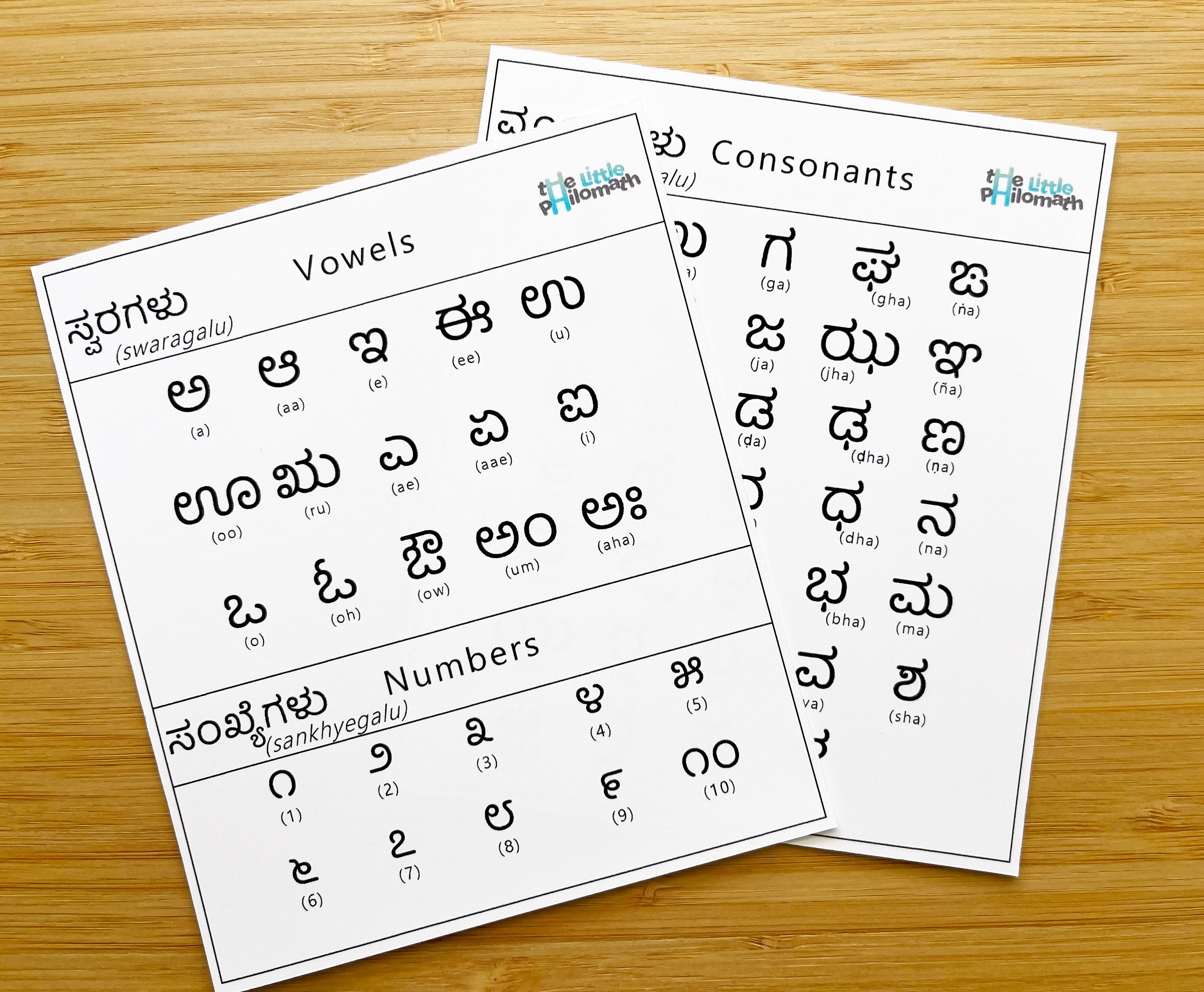 Kannada Bi-lingual Flashcards - Printable, Varnamale, Vowels ...