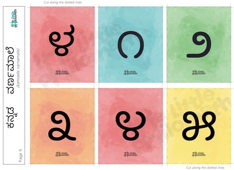 Kannada Alphabet Flashcards - Printable, Varnamale, Vowels, Consonants ...