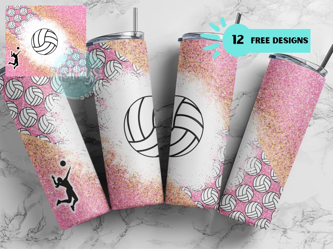20oz Skinny Tumbler Volleyball Designs, Volleyball Tumbler Wrap ...