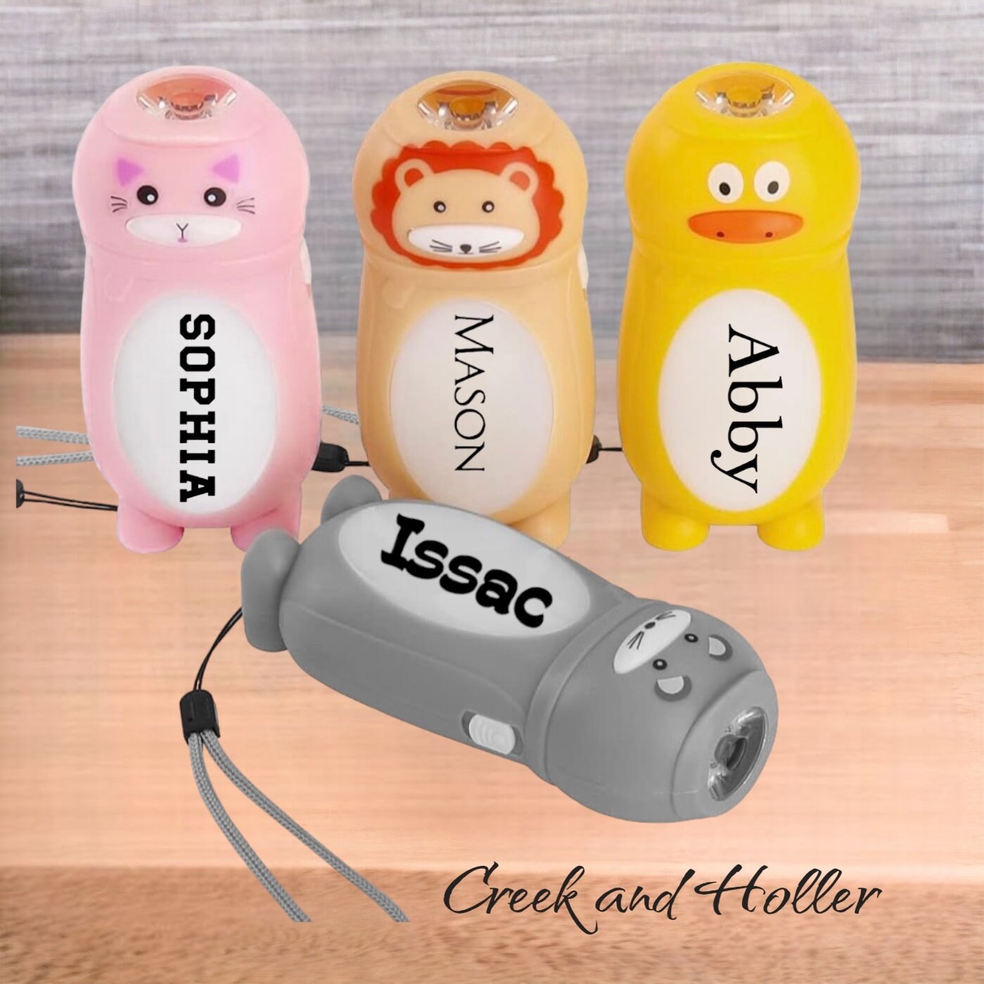 Personalized Kids Animal Flashlight, LED COB Light, Childs Lantern ...
