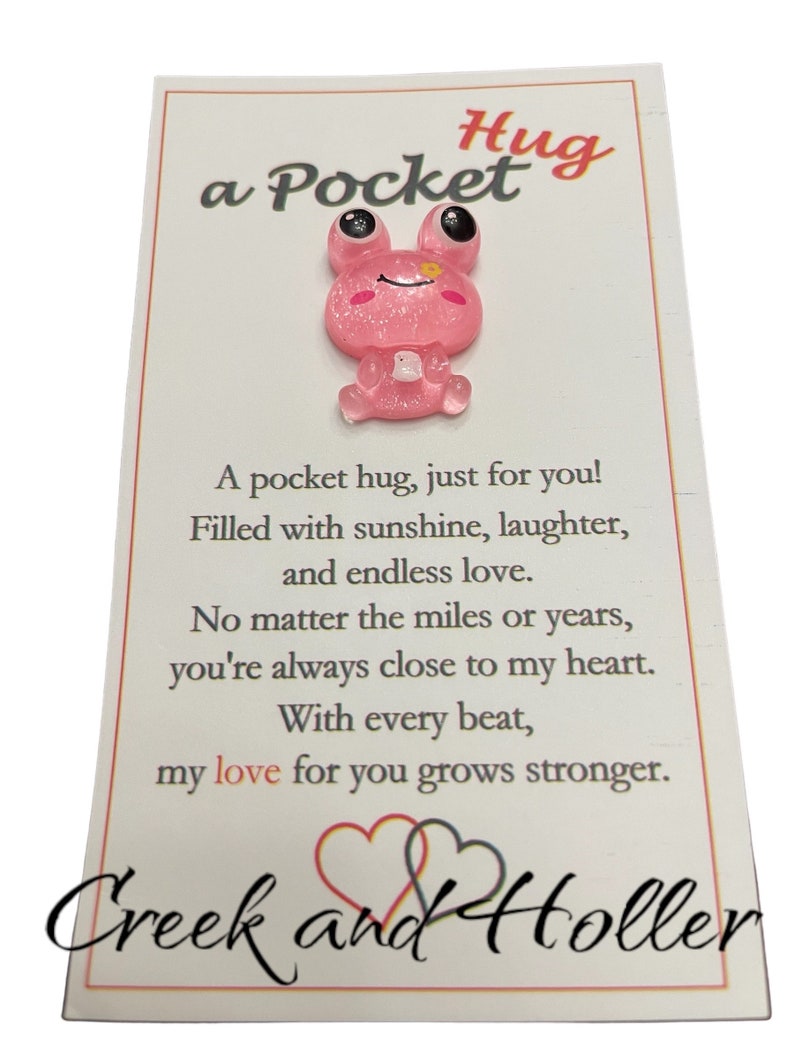 Pink Frog Pocket Hug, Animal Pocket Hug, Pocket Hug, Keepsake Memorial ...