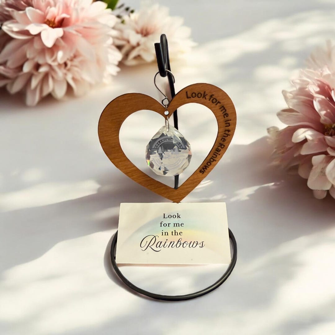 Memorial Suncatcher: Engraved Cherry Wood Heart, Sympathy Gift - Etsy
