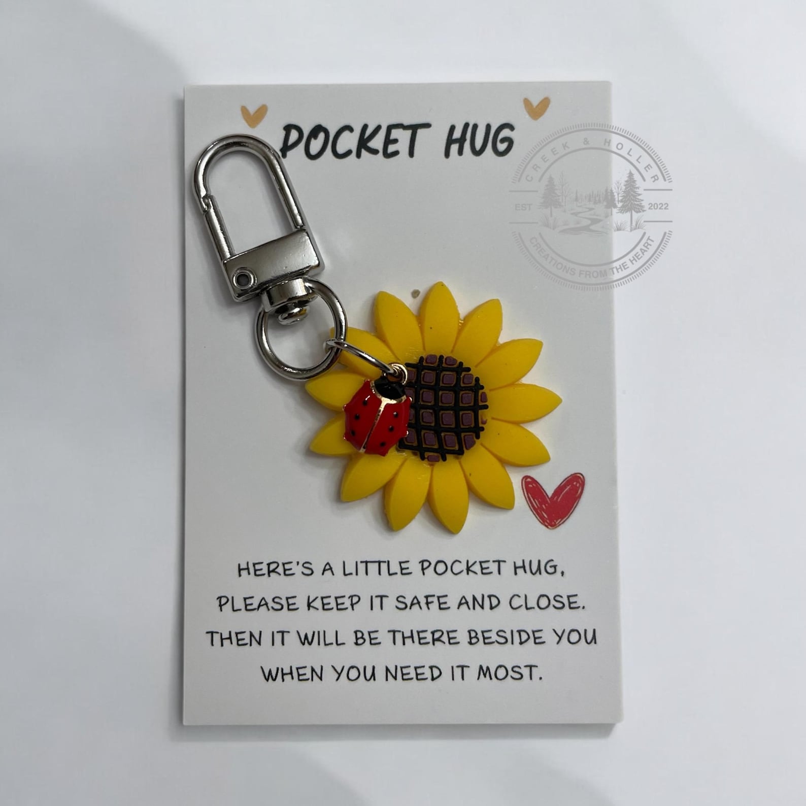 Sunflower and Ladybug Pocket Hugs, Sunflower Pocket Hugs, Keepsake ...