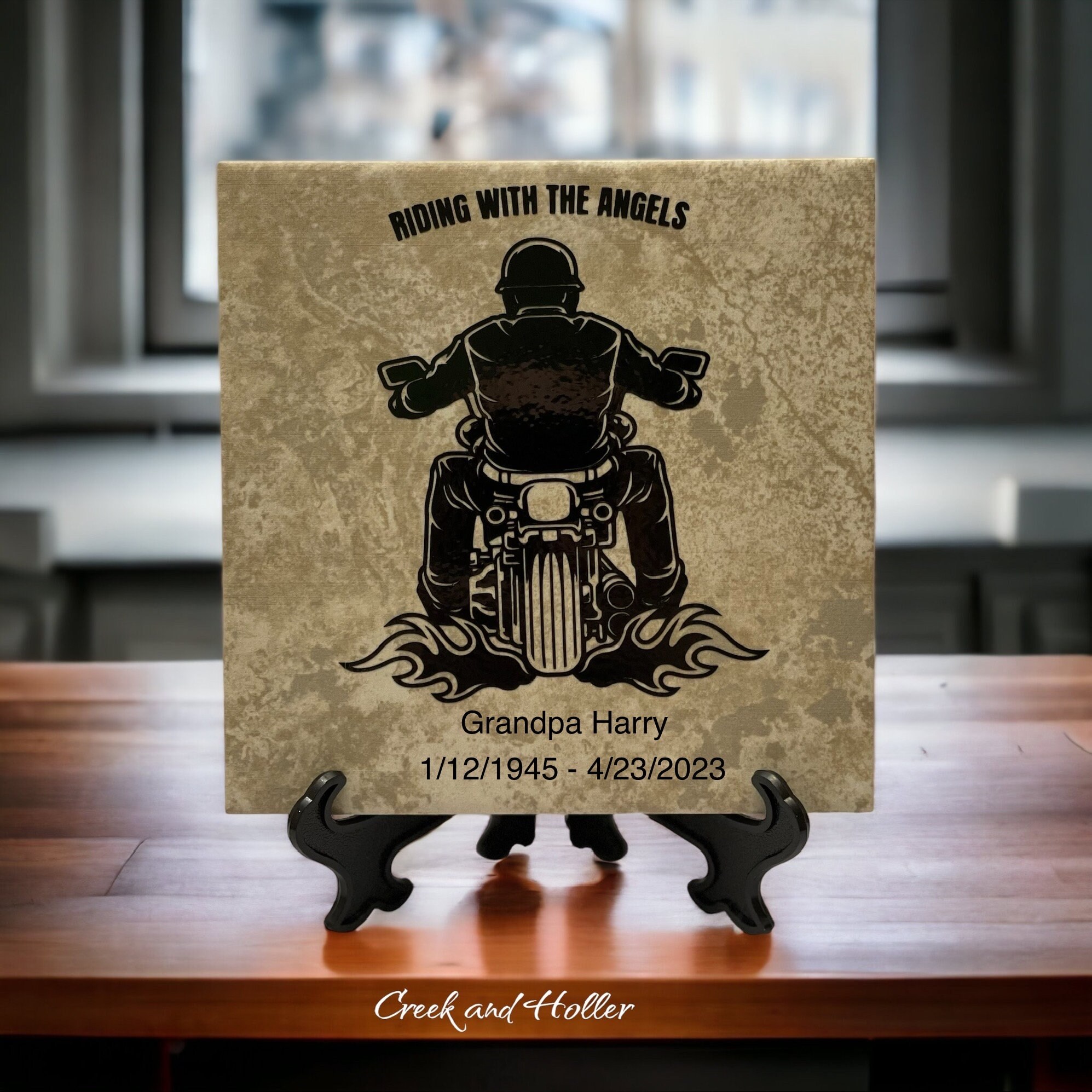 Personalized Motorcycle Memorial Tile riding With the Angels, Loss of a ...