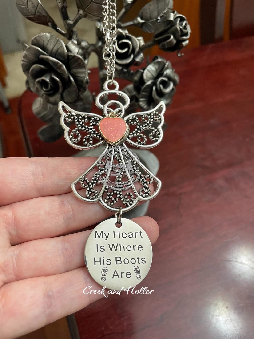 Guardian Angel for Car, My Heart is Where His Boots Are, Rear View ...