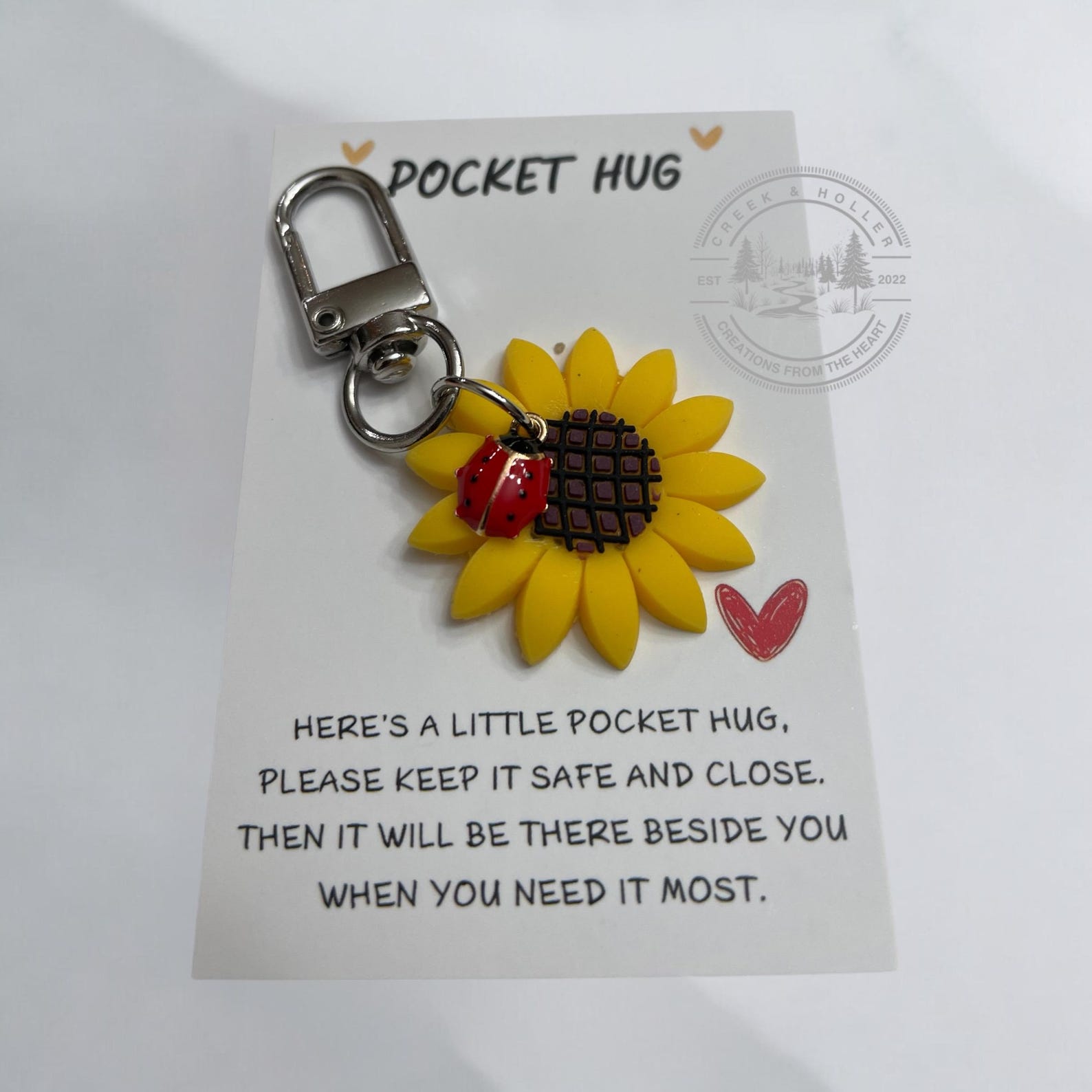 Sunflower and Ladybug Pocket Hugs, Sunflower Pocket Hugs, Keepsake ...