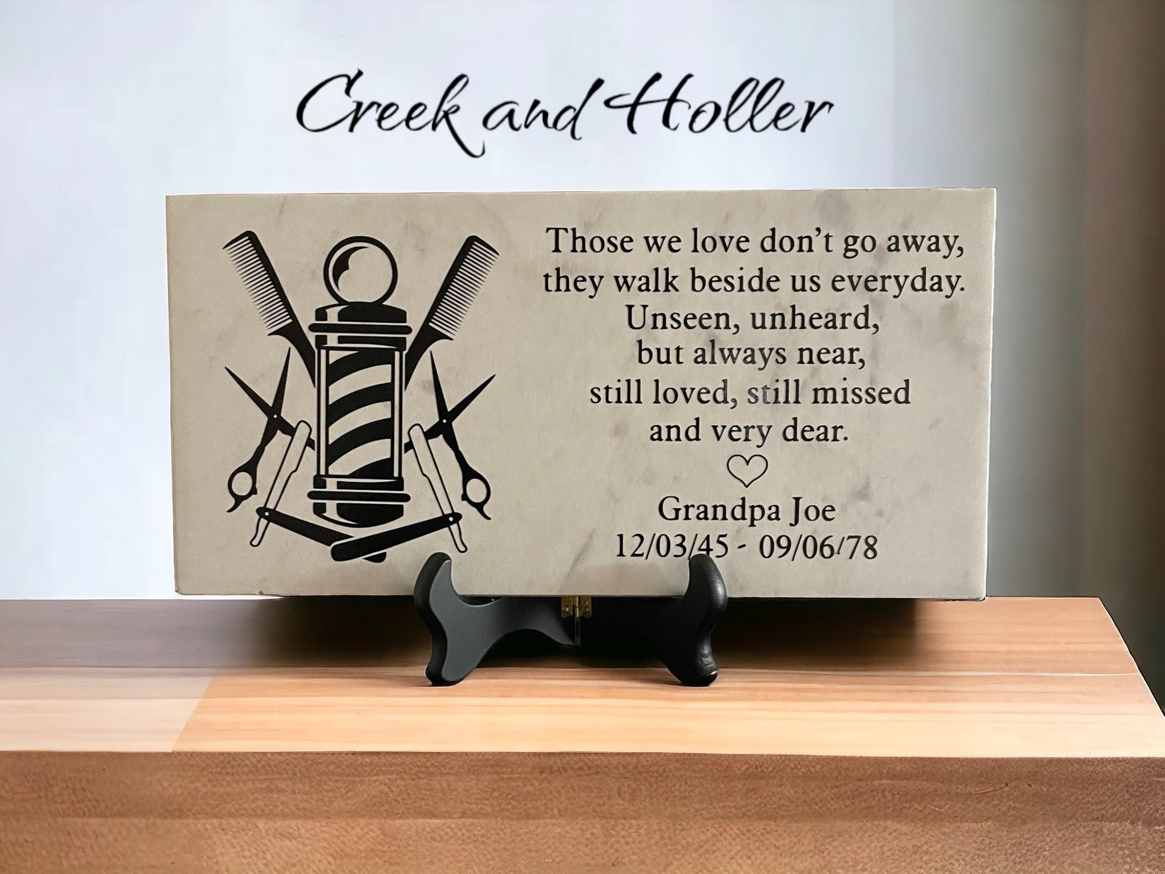 Barber Memorial Plaque, Loss of Hairdresser, Barber Sympathy Tile, Loss ...