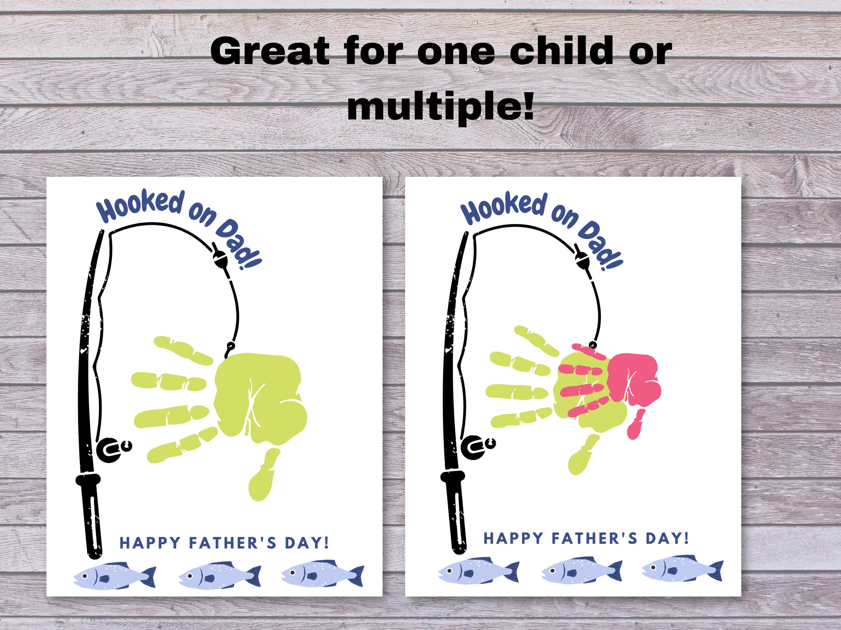 Hooked on Dad! Father's Day Handprint Gift - Etsy