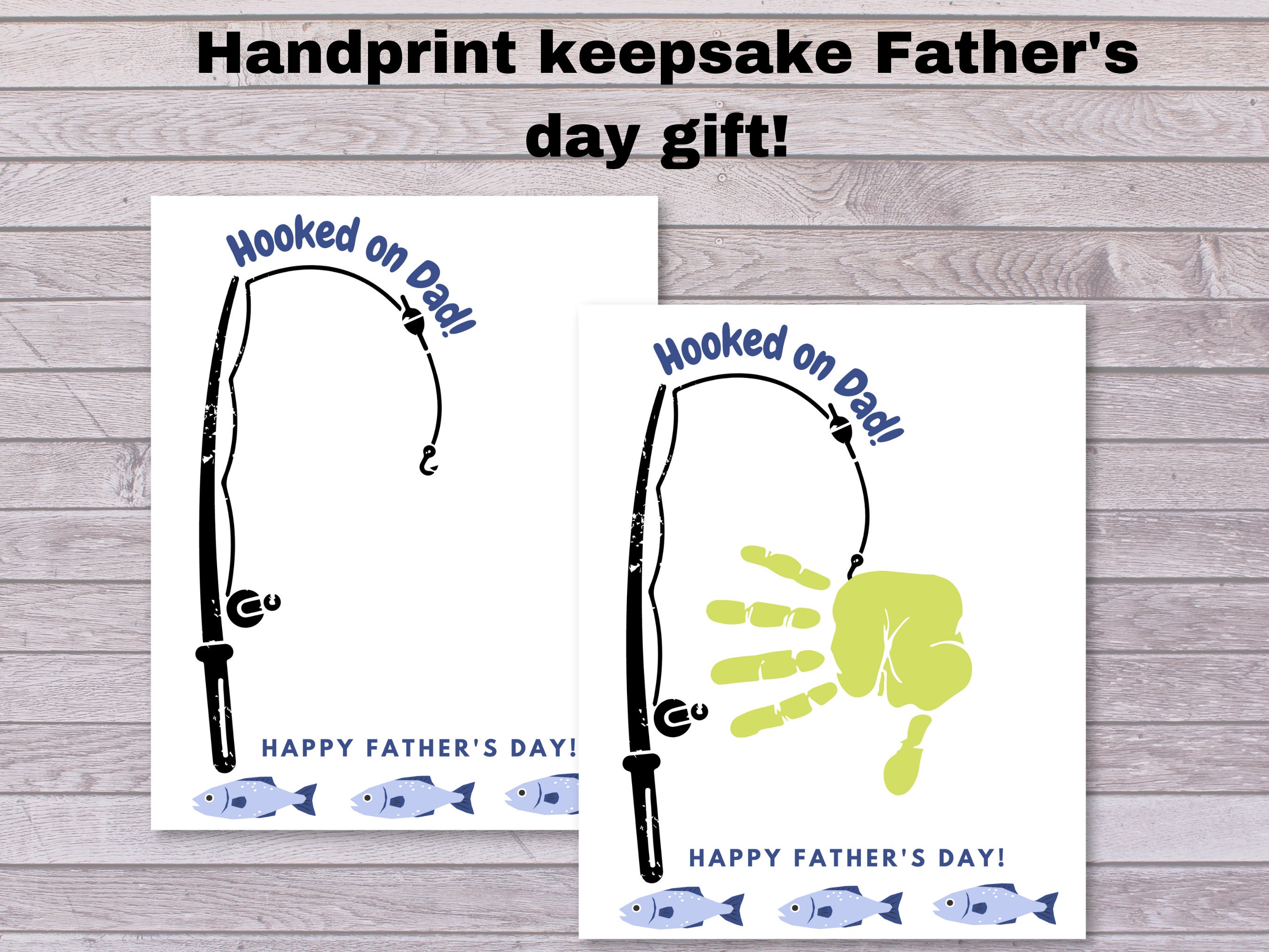 Hooked on Dad! Father's Day Handprint Gift - Etsy