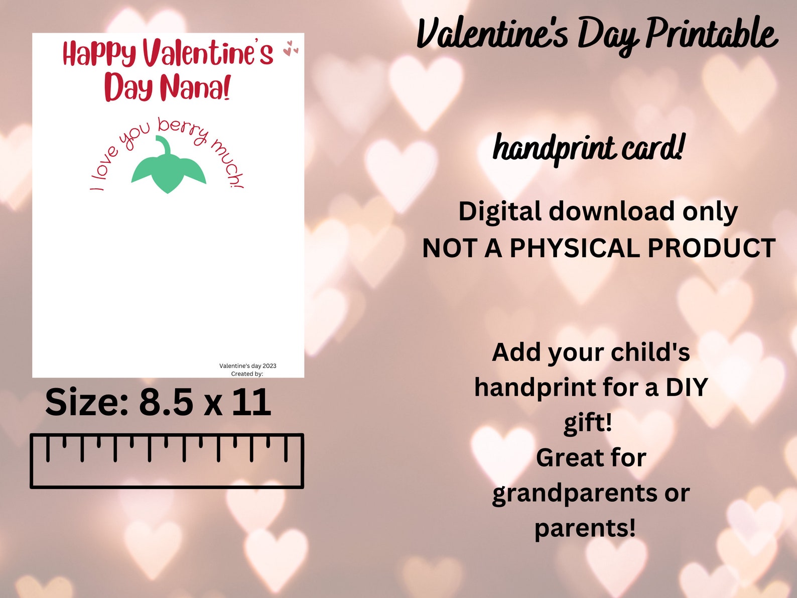 Happy Valentine's Day Nana Grandparent Handprint Printable - Etsy