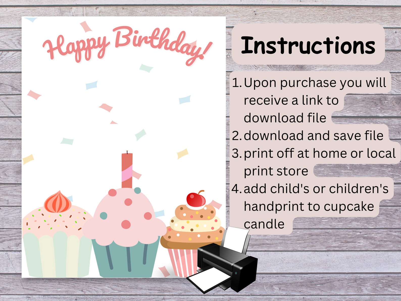 Handprint Birthday Gift Printable Digital Download - Etsy