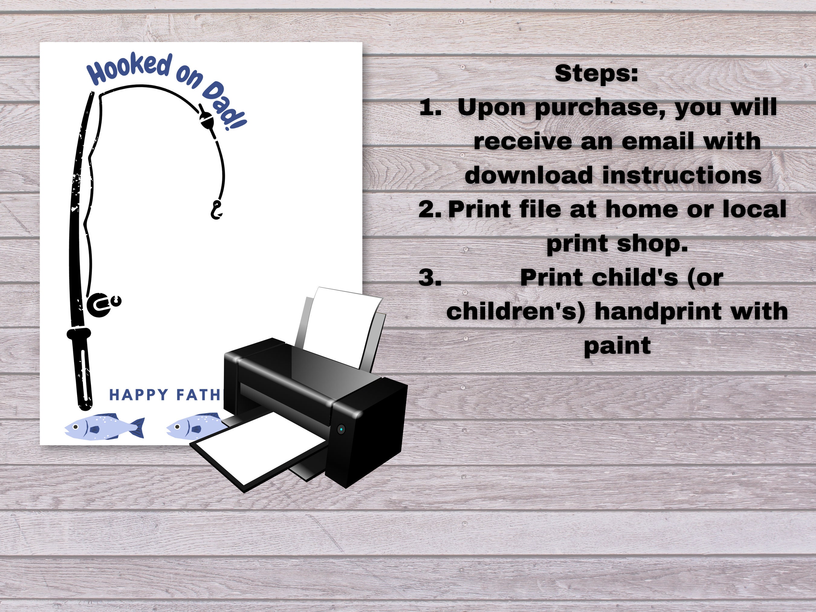 Hooked on Dad! Father's Day Handprint Gift - Etsy