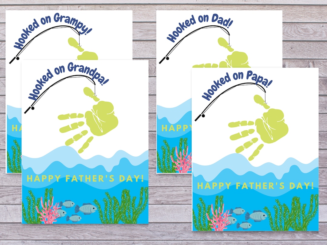 Hooked on Dad! Father's Day Handprint Gift - Etsy