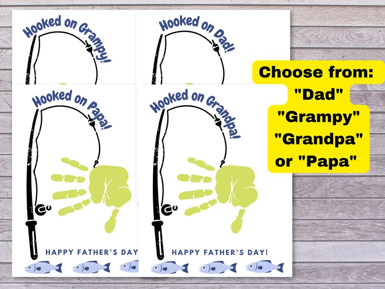Hooked on Dad! Father's Day Handprint Gift - Etsy