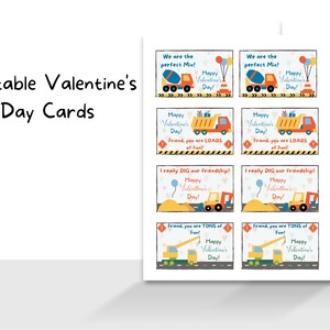 Construction Valentine's Day Printable Cards, Dump Trucks, Excavators ...