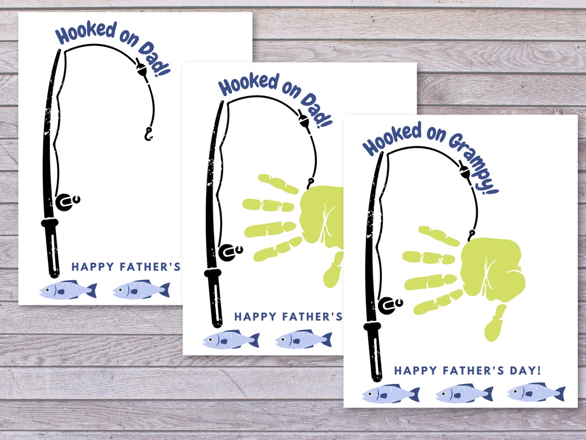Hooked on Dad! Father's Day Handprint Gift - Etsy