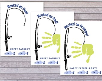 Hooked on Daddy Handprint Father's Day Gift From Baby Toddler Kid Son ...