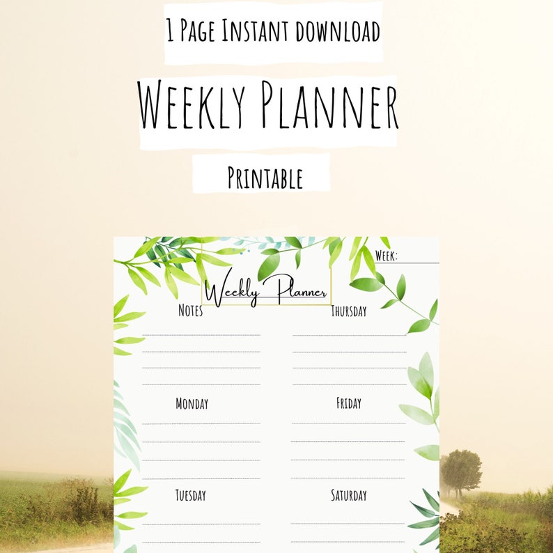 Weekly Planner Printable, Weekly Planner, Weekly Organizer, Weekly ...