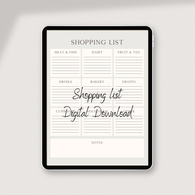 Grocery List Printable Template, Grocery Planner, Food Shopping List ...