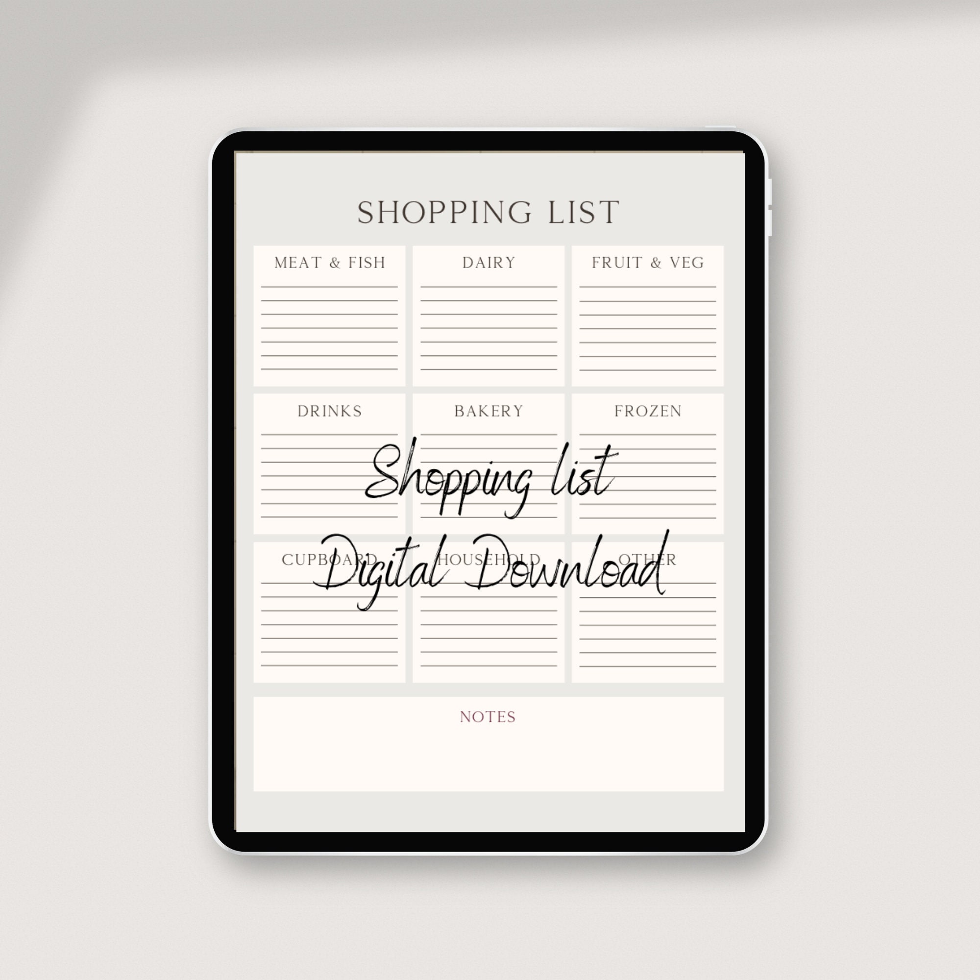 Grocery List Printable Template, Grocery Planner, Food Shopping List ...